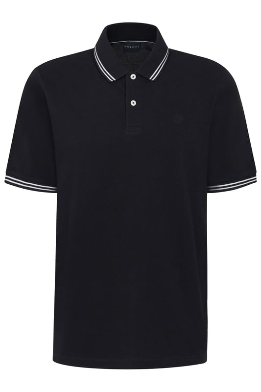Bugatti Herren Polo mit Kontraststreifen und Bruststickerei