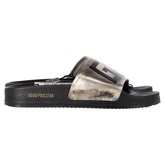 Golden Goose Poolstar Slides in Silver Leather