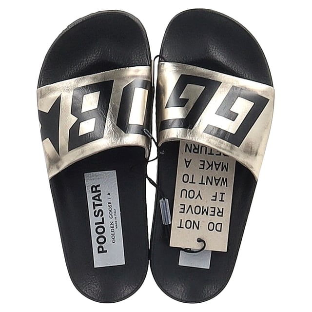 Golden Goose Poolstar Slides in Silver Leather