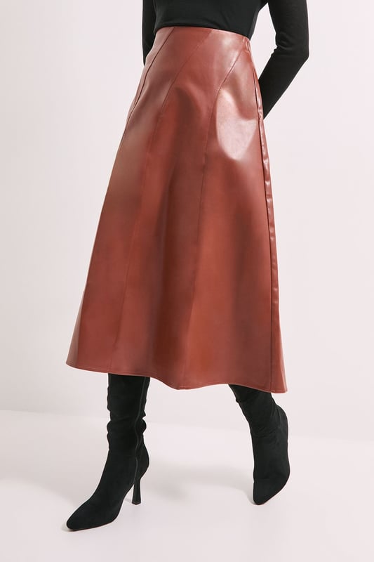 PU Seamed Circle Skirt