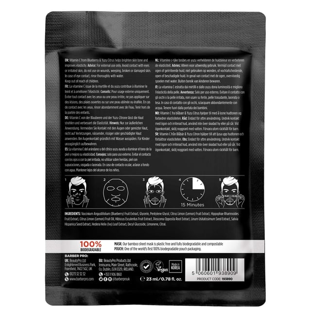 BARBER PRO Anti-Ageing Vitamin C Face Sheet Mask for Men