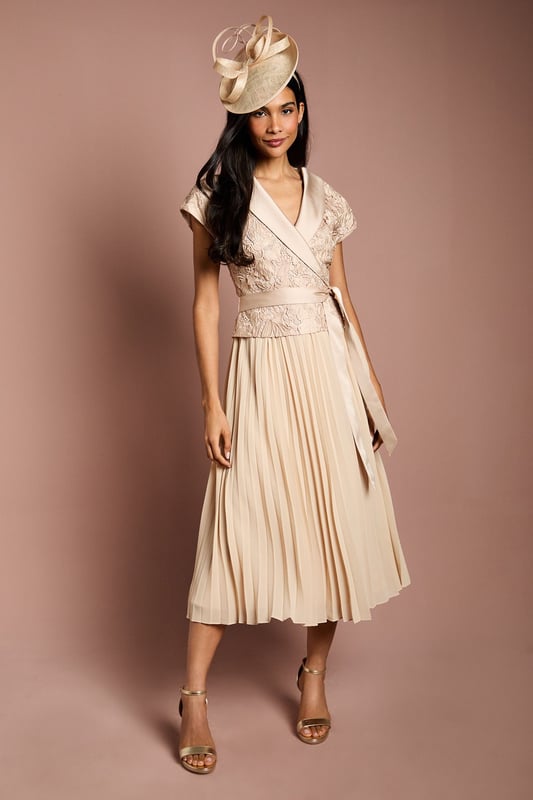 Wrap Top Bodice Midi Dress