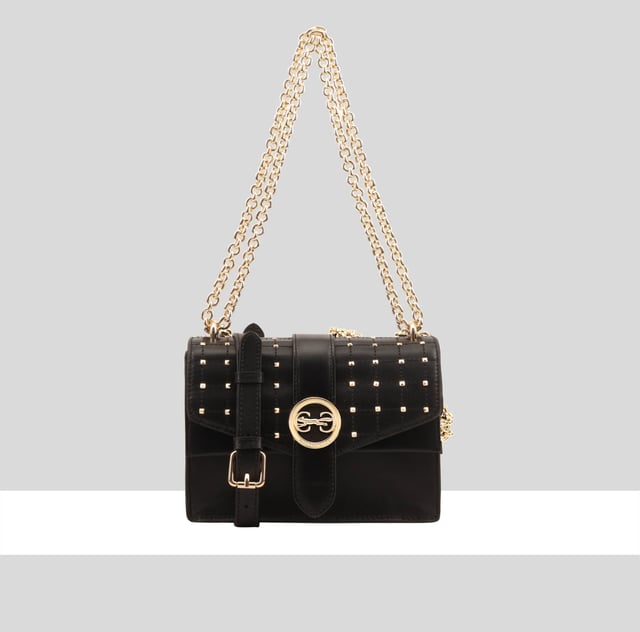Shweli Black Leather Cross Body Bag