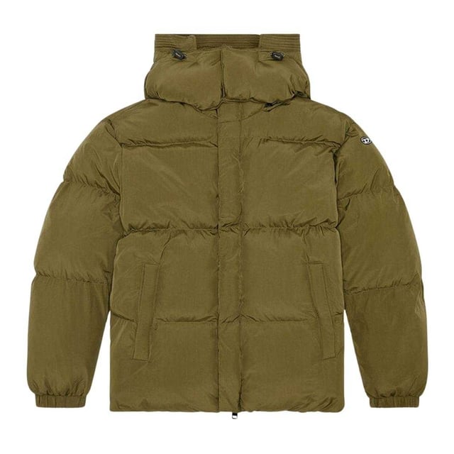 Diesel Mens Plain Hooded Padded Jacket (Green)