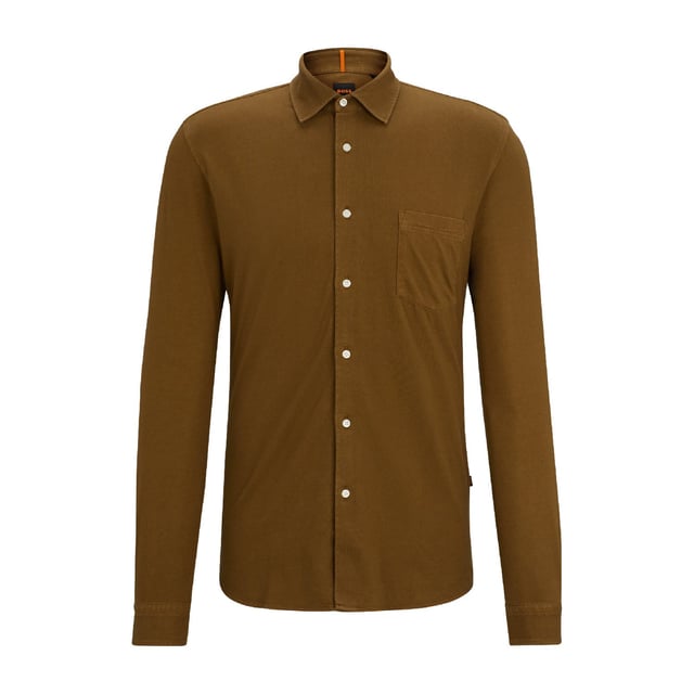 Men's Hugo Boss Garment-Dyed Slim-Fit Shirt in Green