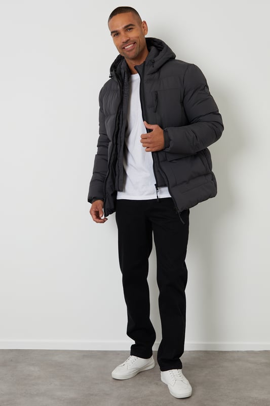 Dark Grey Showerproof Double Layer Puffer Jacket