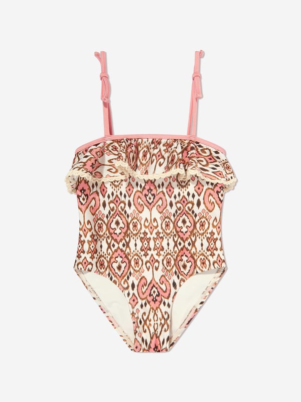 Girls Wylie Frill Trim Swimsuit in Pink