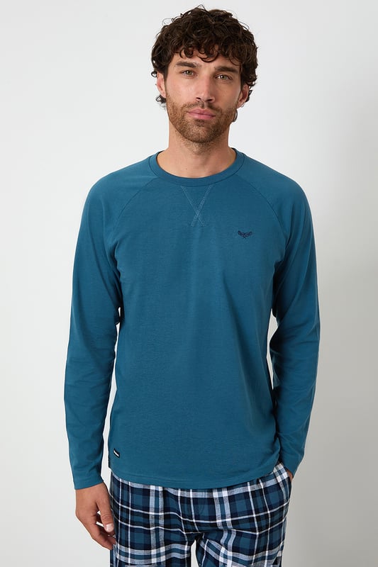 Teal Cotton Rich Check Pyjama Set