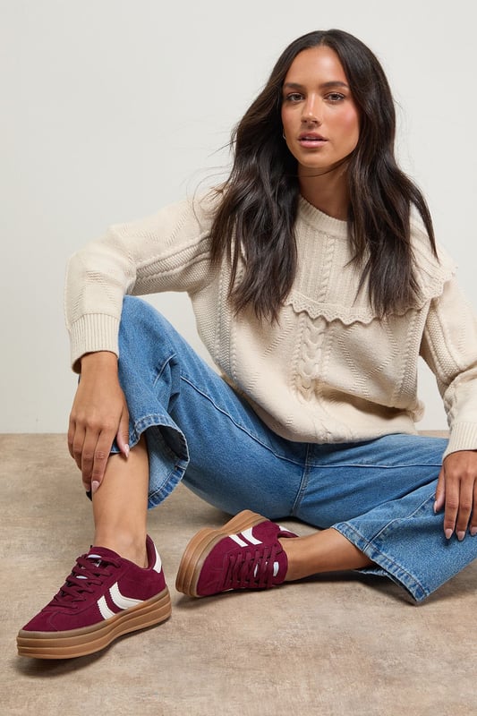 Lorina Faux Suede Lace Up Platform Trainers