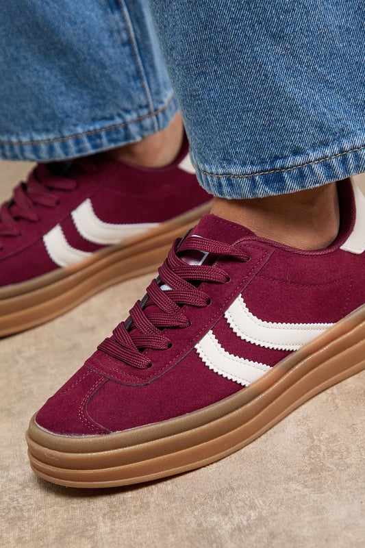 Lorina Faux Suede Lace Up Platform Trainers