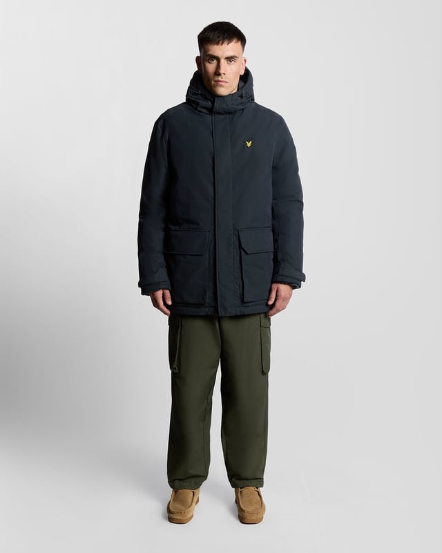 Lyle & Scott Schwerer Parka mit Kapuze – Marineblau