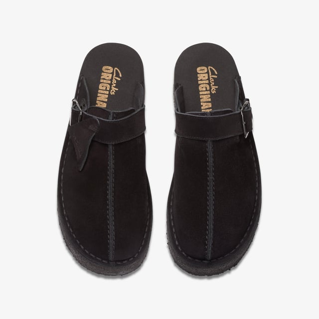 Trek Wedge Mule Black Suede Shoes
