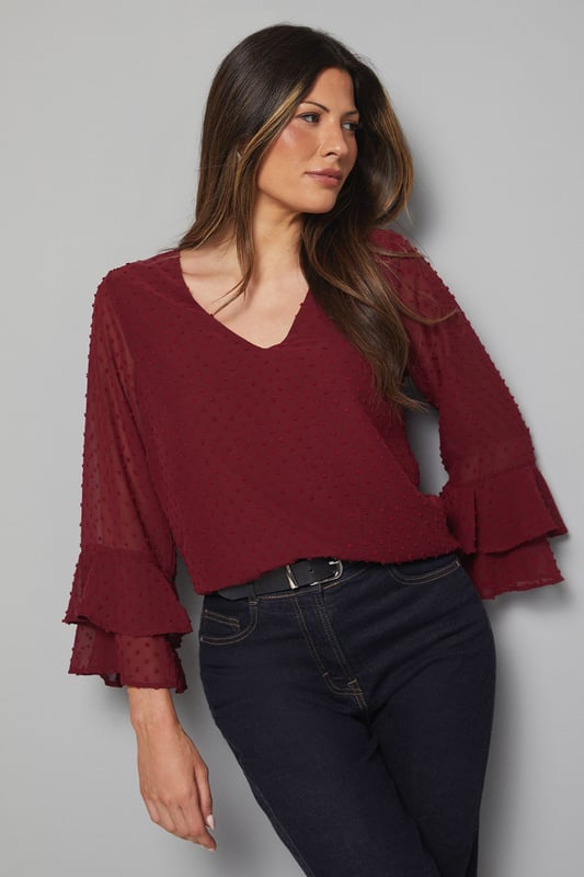 Dobby Flute Sleeve Top