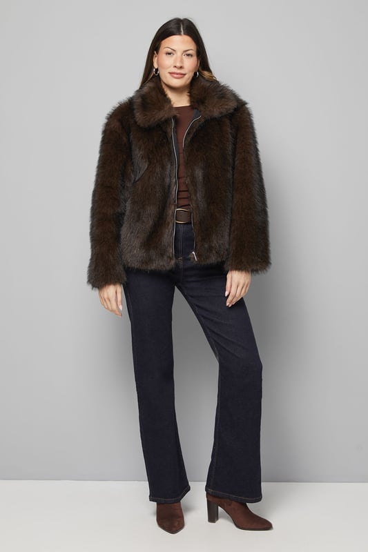 Zip Through Short Fur Coat