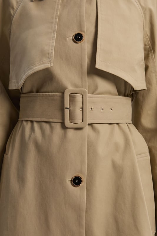 Pleated Back Trench Coat