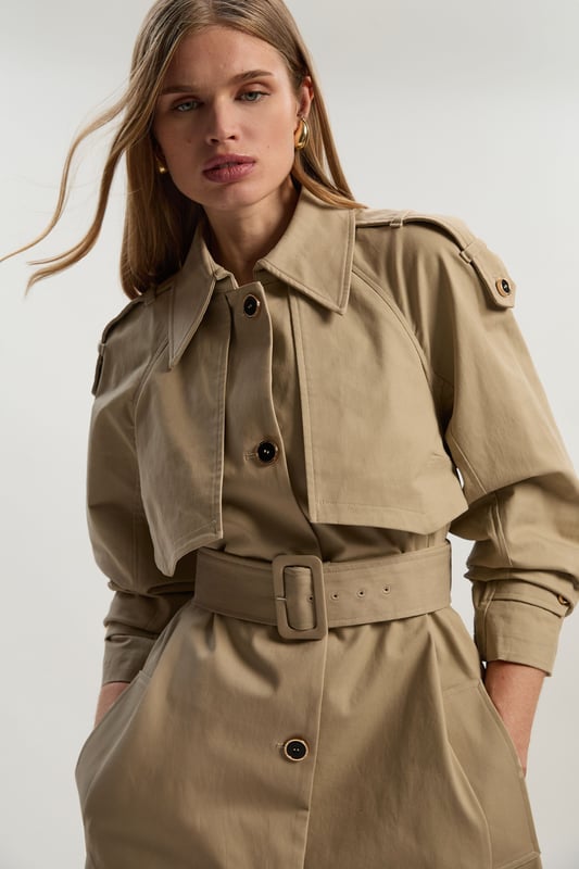 Pleated Back Trench Coat