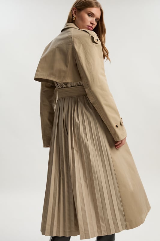 Pleated Back Trench Coat