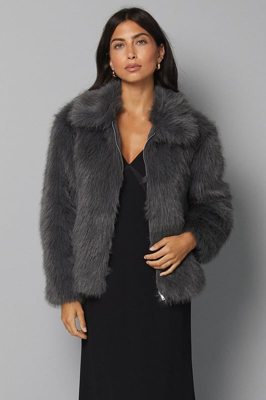 Zip Through Short Fur Coat