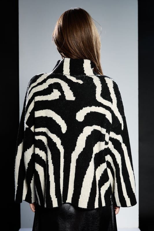 Runway 1.8.1.8 Zebra Oversized Funnel Neck Jumper