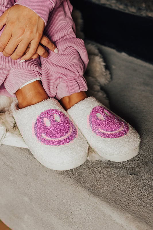 Smiley Face Plush Slippers