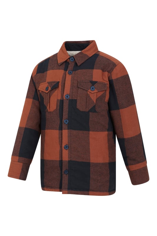 'Jackson' Kids Youth Shacket with Front Pockets Warm Layering Jacket Orange