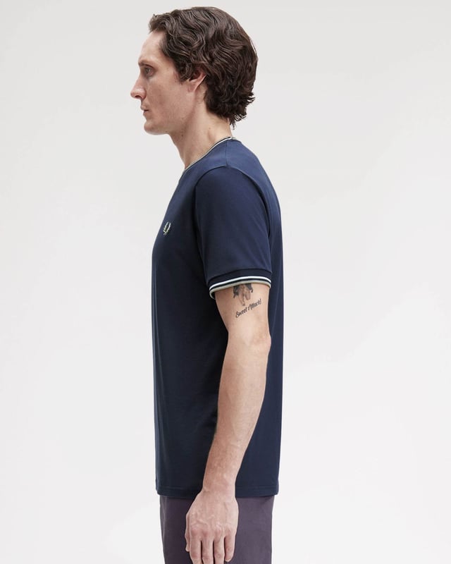 Fred Perry Twin Tipped T-Shirt Dark Airforce/Lilac/Bayleaf