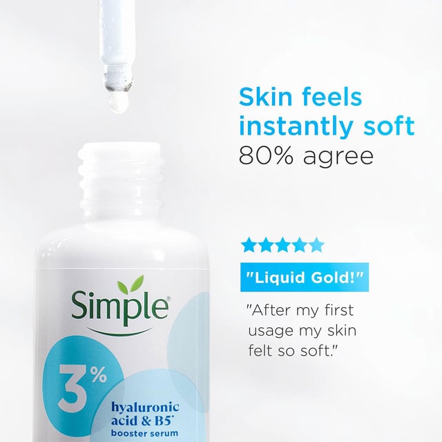 Simple Hydrate+ Serum 3% Hyaluronic Acid + B5 Moisture Boost 30ml, 3 Pack