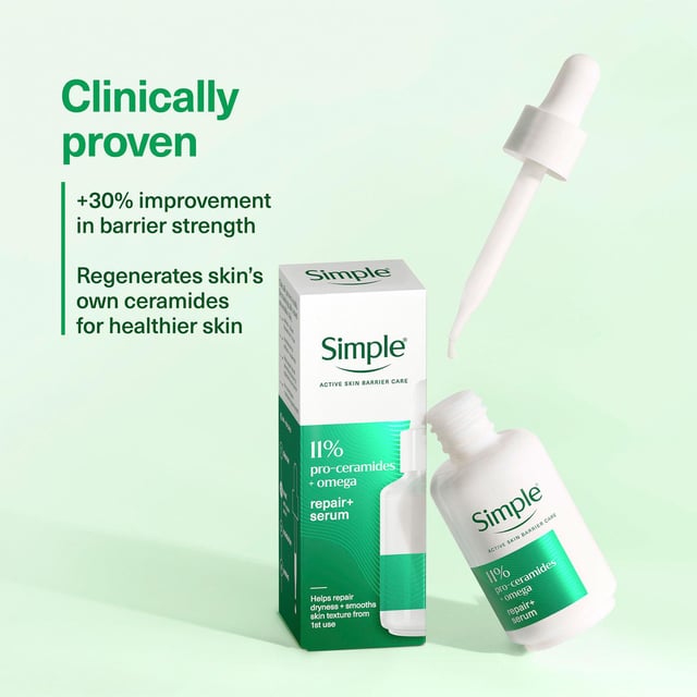 Simple Repair+ Serum 11% Pro-Ceramide & Omega Barrier Care, 30ml