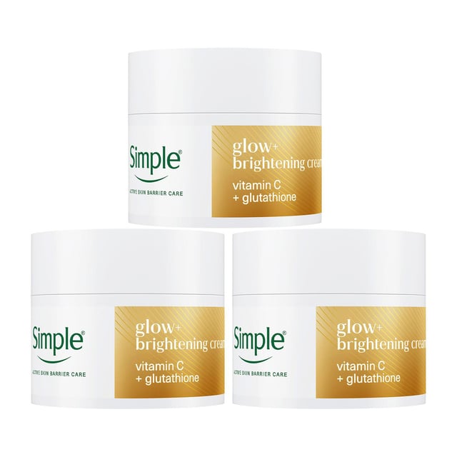 Simple Glow+ Brightening Cream Radiance Boosting Moisturiser 50ml, 3 Pack