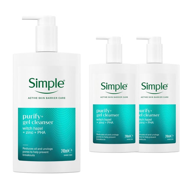 Simple Purify+ Gel Facial Cleanser Hydrating Skin Care Face Wash 240ml ...