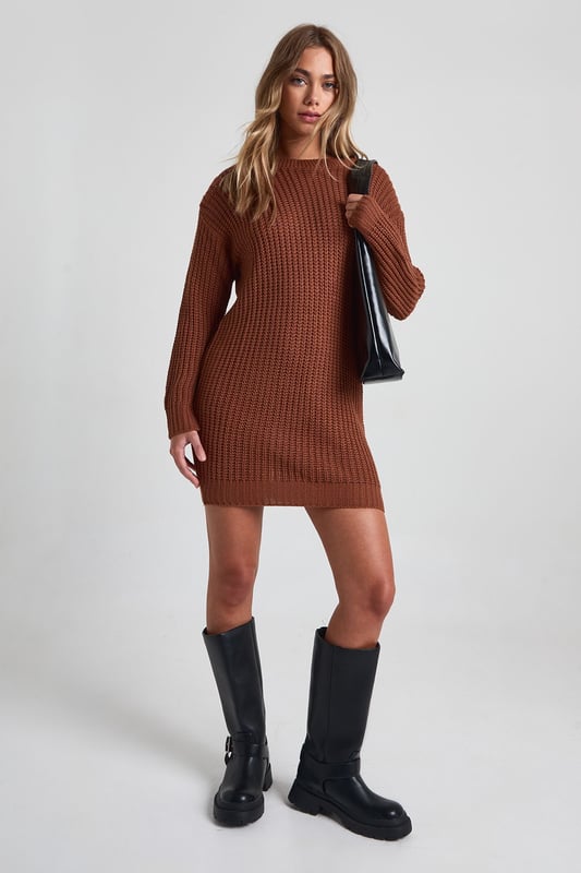 Crew Neck Mini Jumper Dress