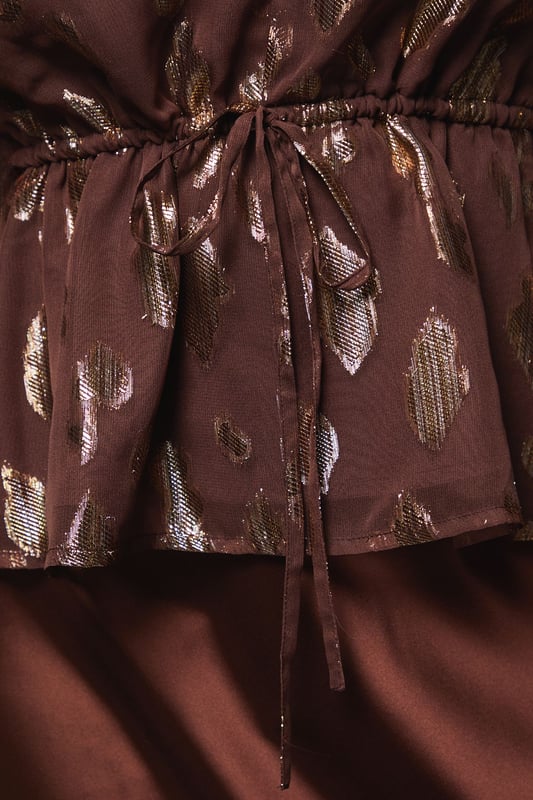 DP Luxe Drawstring Waist Frill Detail Long Sleeve Blouse