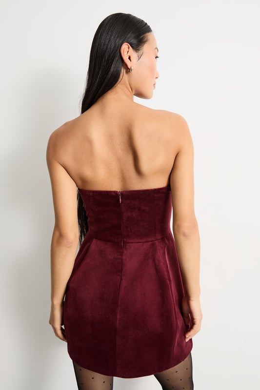 Petite Bonded Velvet Mini Bustier Dress