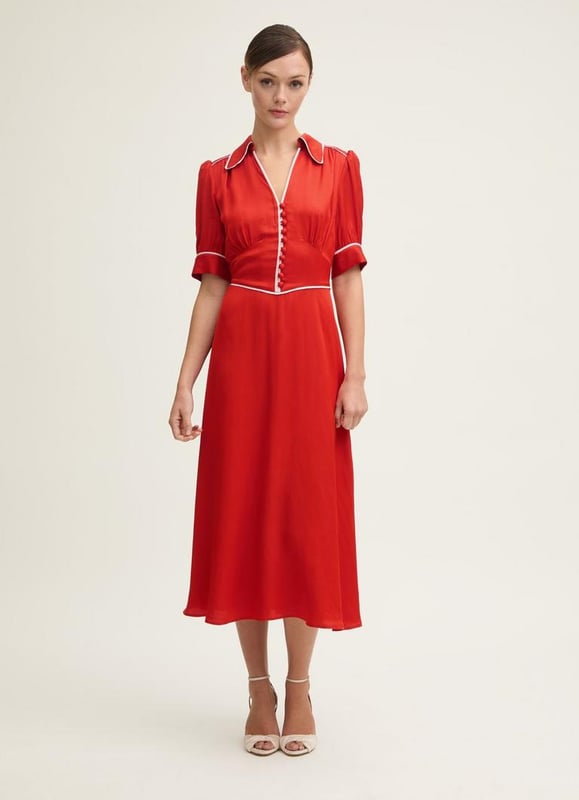 LK Bennett DR LOU SATIN CREPE DRESS, Red