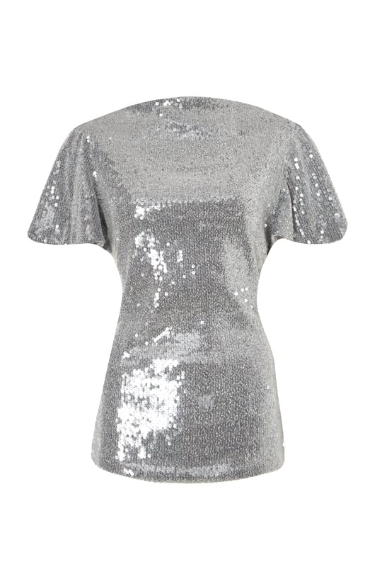 Silver Sequin Embellished Top
