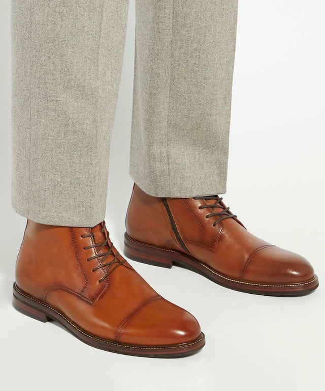 Dune Mens Matias Wf - Wide Fit Toe Cap Detail Leather Ankle Boot