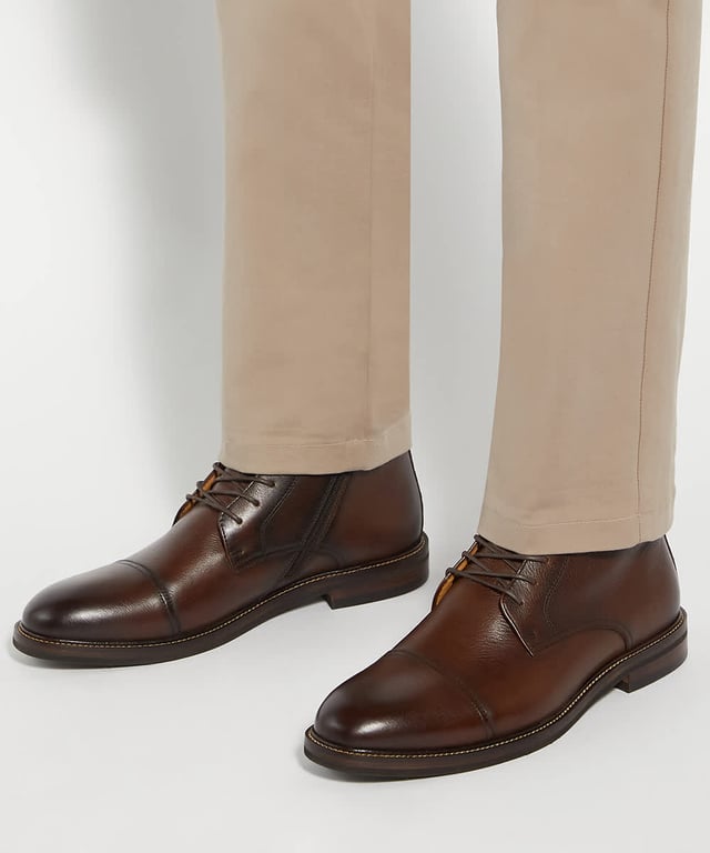 Dune Mens Matias Wf - Wide Fit Toe Cap Detail Leather Ankle Boot