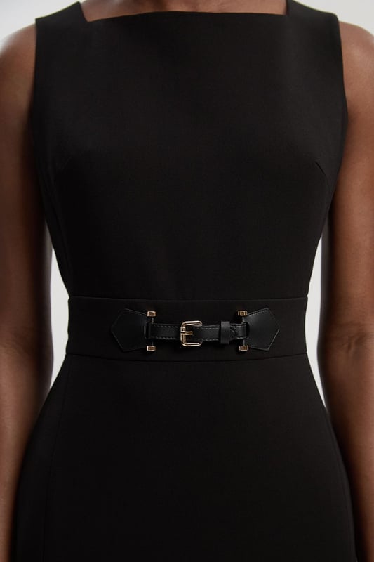 Compact Essential Tab Waist Pencil Midi Dress