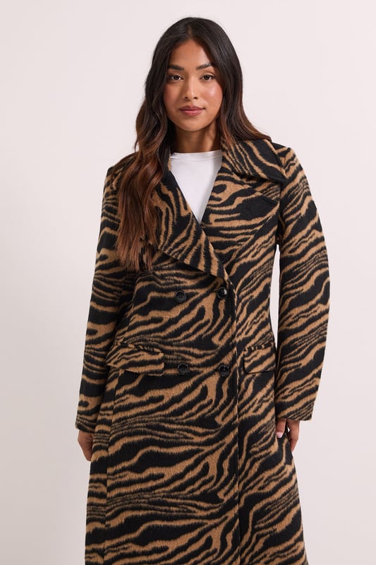 Petite Zebra Double Breasted Coat