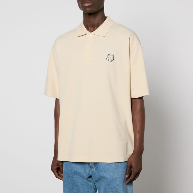 Men's Maison Kitsune Bold Fox Head Patch Oversize Polo Shirt in Cream