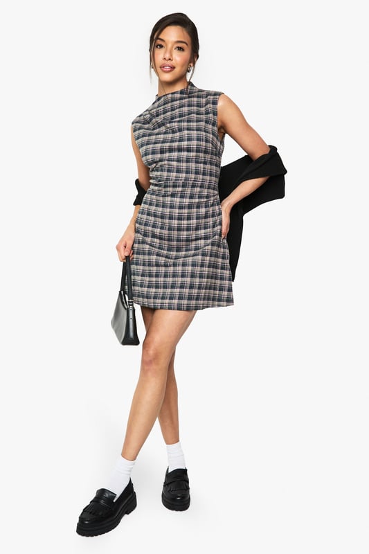 Check Tailored A-Line Mini Dress