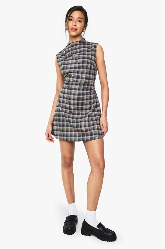 Check Tailored A-Line Mini Dress