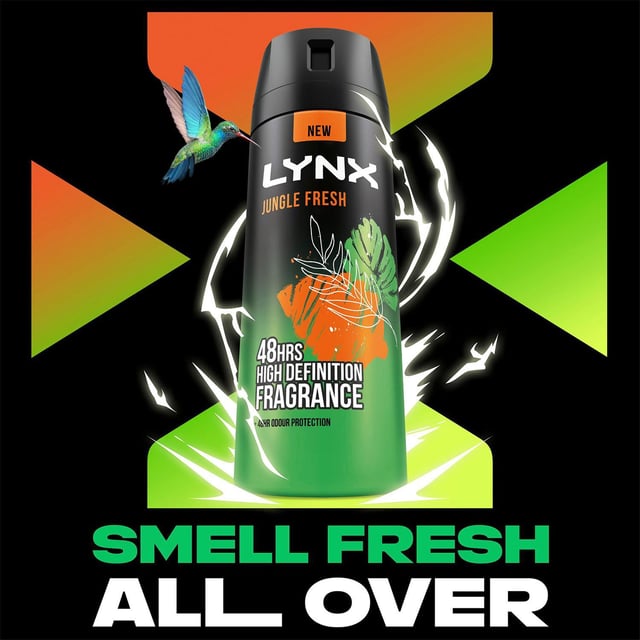 Lynx Jungle Fresh Body Spray 3pk Bundle of Body Deodorant 150ml, 200ml ...