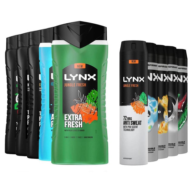 Lynx Jungle Fresh Shower Gel, 500ml & Antiperspirant Spray, 250ml