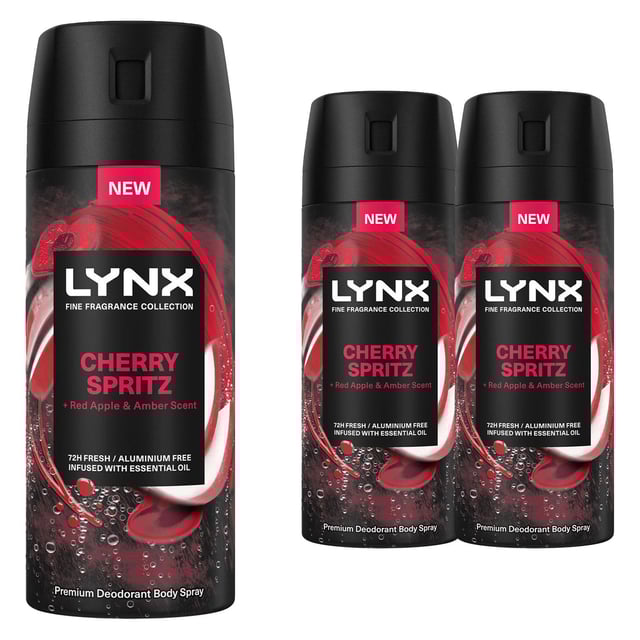 Lynx Men Deodorant Body Spray Cherry Spritz with 72Hrs Freshness 150ml ...
