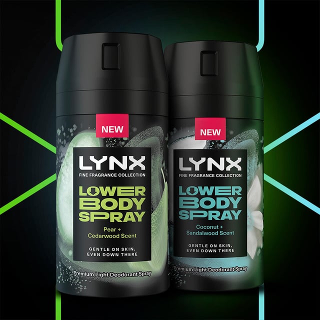 Lynx Lower Body Spray Pear + Cedarwood 72Hrs of Freshness 100ml, 24 Pack