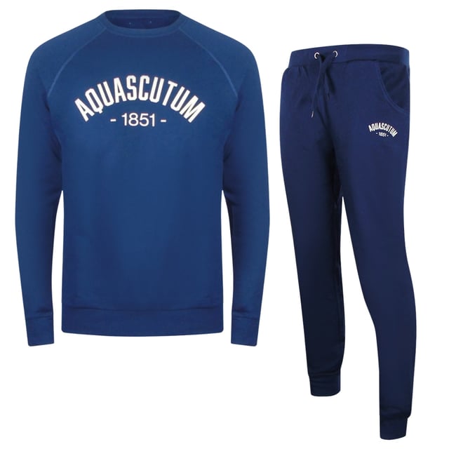 Aquascutum Old School Crewneck Navy Blue Tracksuit Set