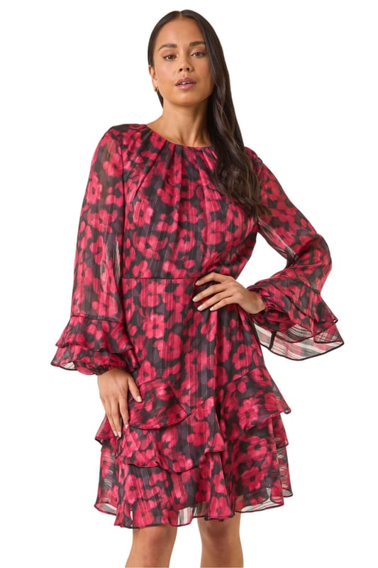 Petite Paisley Print Frill Dress