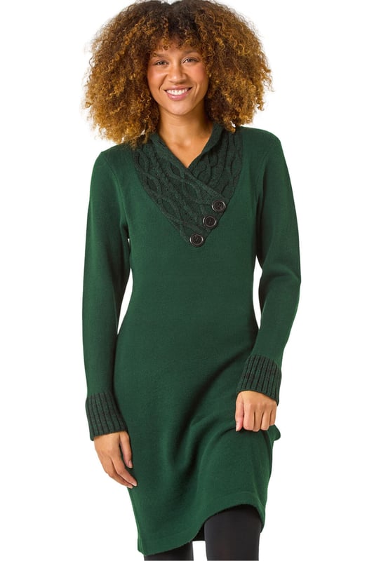 Overlap V-Neck Knit Dress