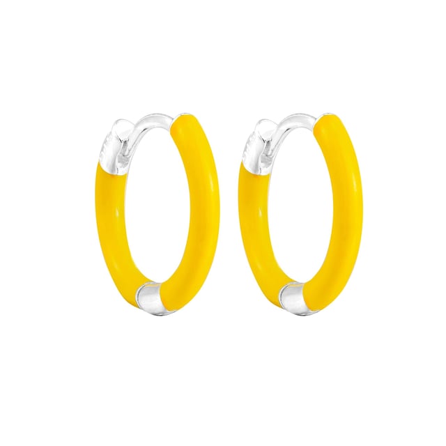 Sterling Silver Neon Yellow Enamel Hoops